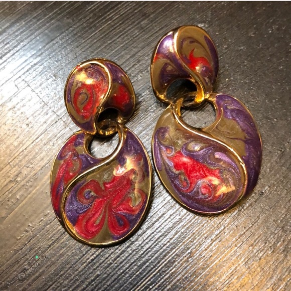 Jewelry | Vintage Enamel Earrings | Poshmark